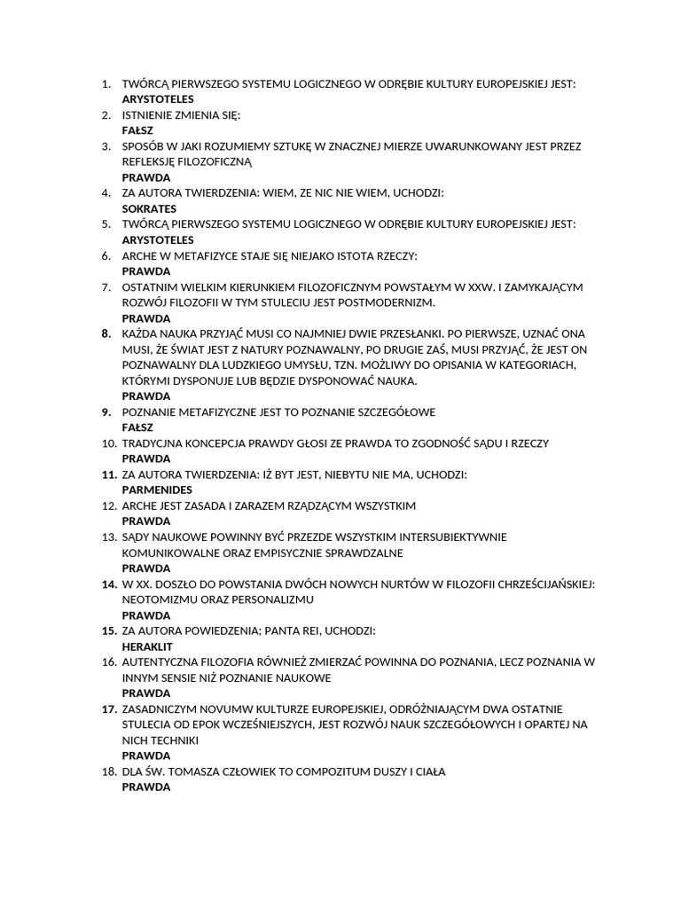 Filozofia Egzamin | PDF