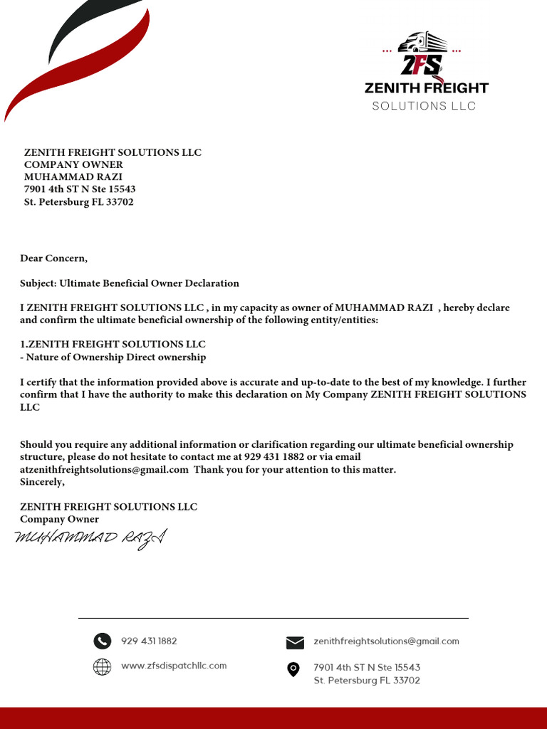 Zenith Freight: Solutions LLC | PDF