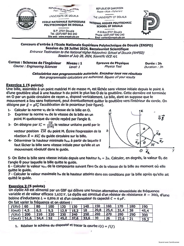 Physique ENSPD 2024 Science de L'ingénieur 2 | PDF