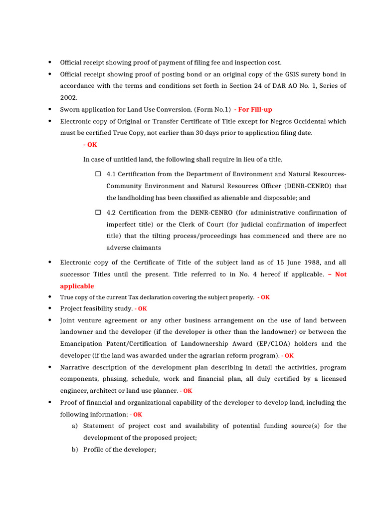 DAR Conversion Checklist 11062025 | PDF | Affidavit