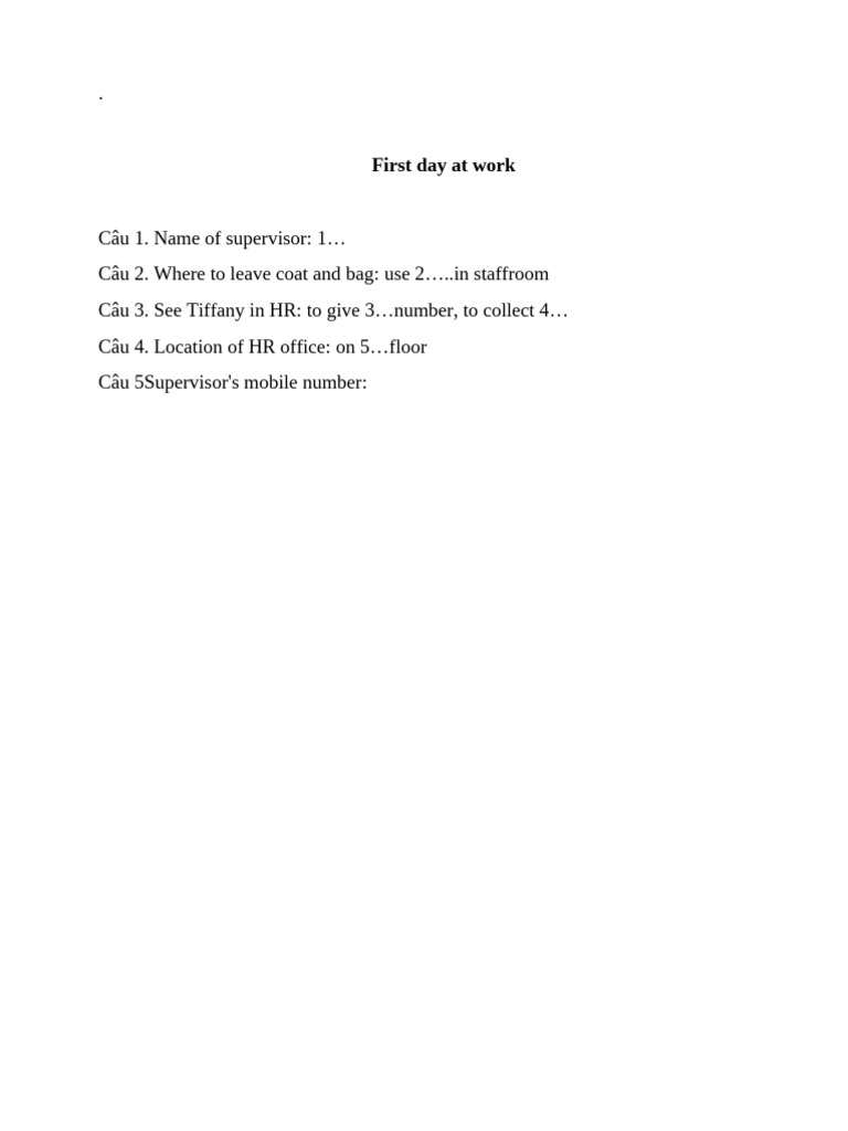 First Day at Work | PDF