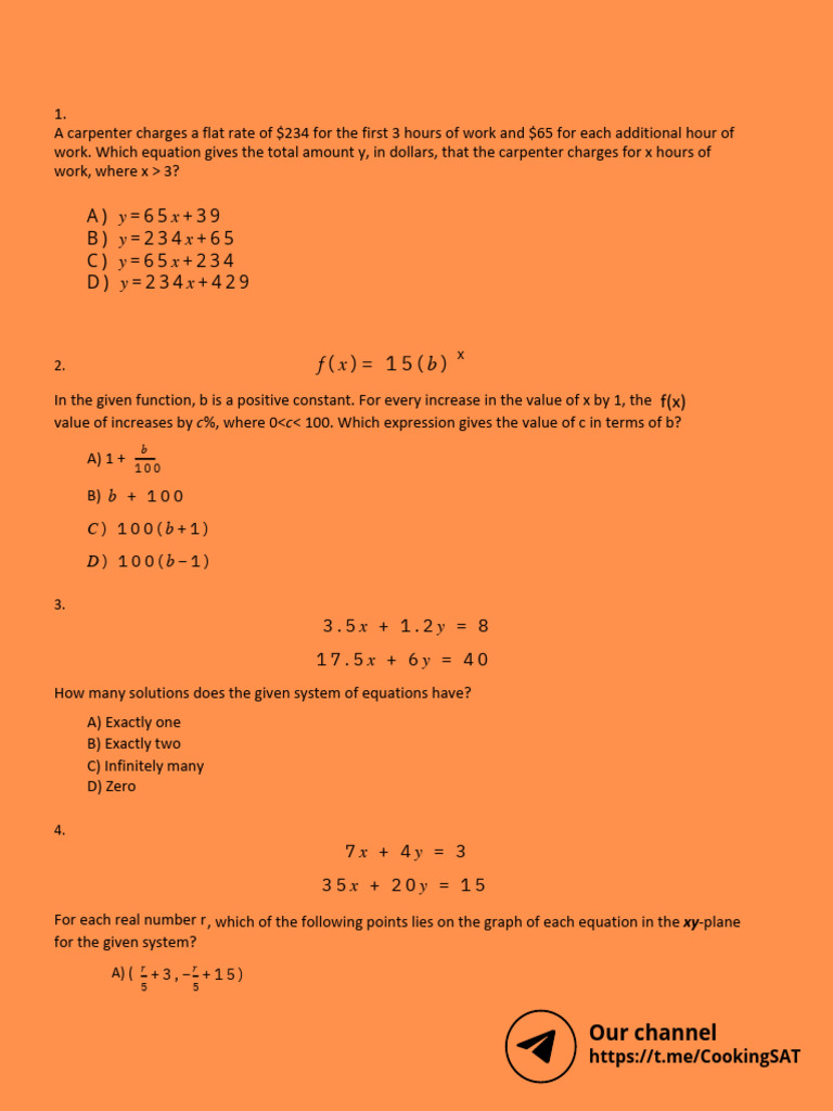 SAT Math Problem Set Overview | PDF | Triangle | Length