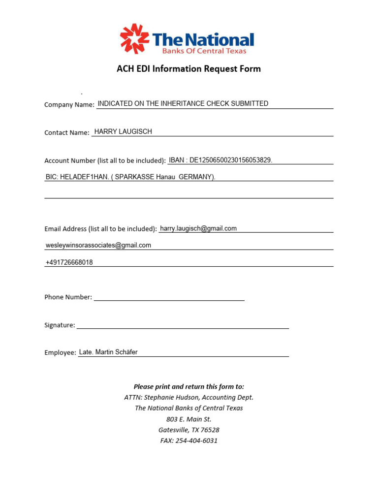ACH EDI Information Request Form | PDF