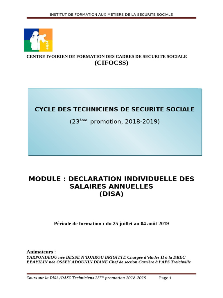 Formation sur la DISA et DASC | PDF | Salaires | Retraite
