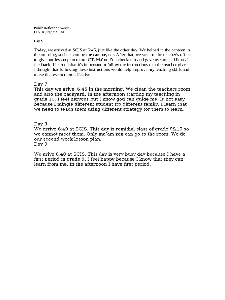 Public Reflection Week 2 | PDF
