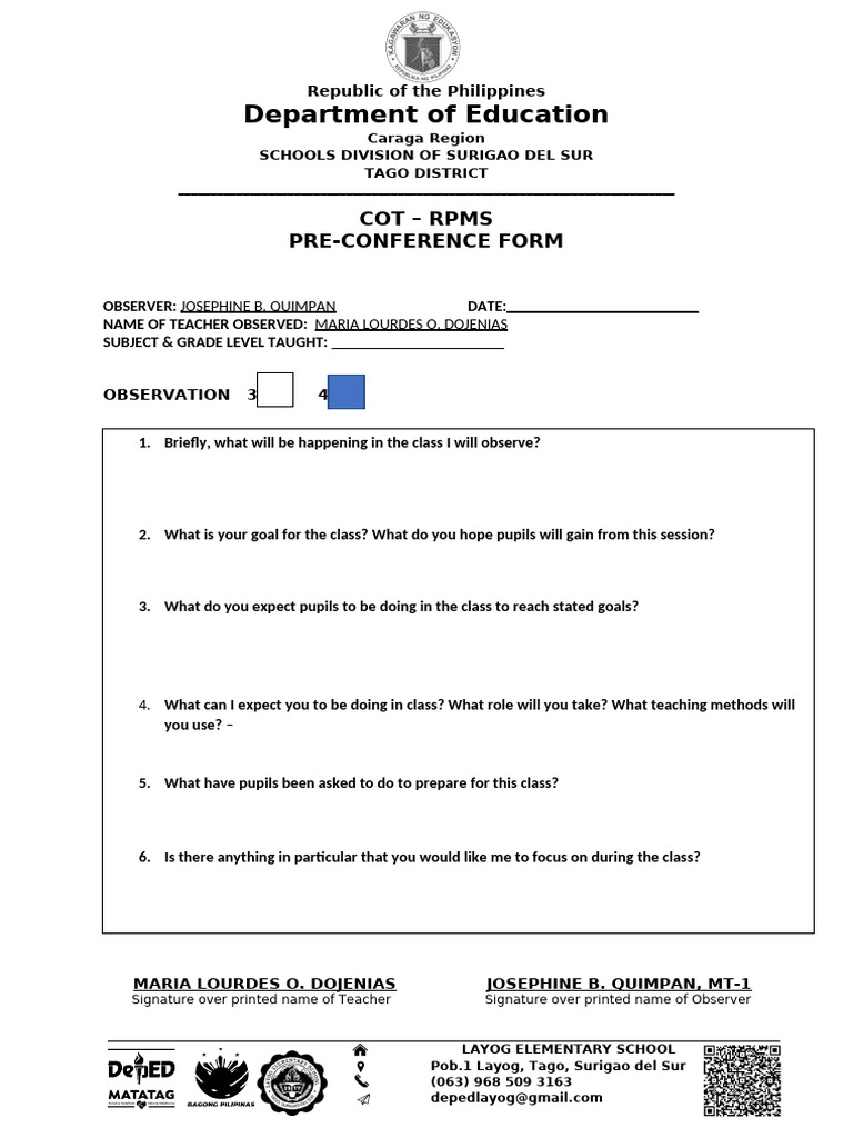Blank Pre-COn Form | PDF