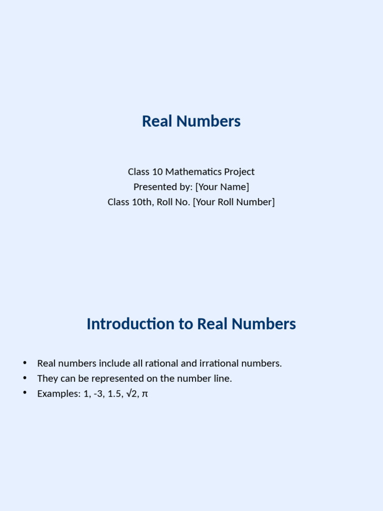 Final Real Numbers PPT With Images Chart | PDF