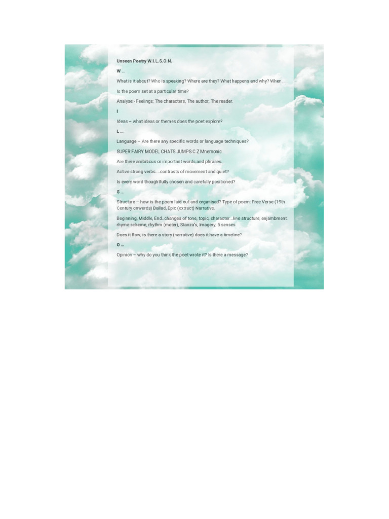 Unseen Poetry Wilson | PDF