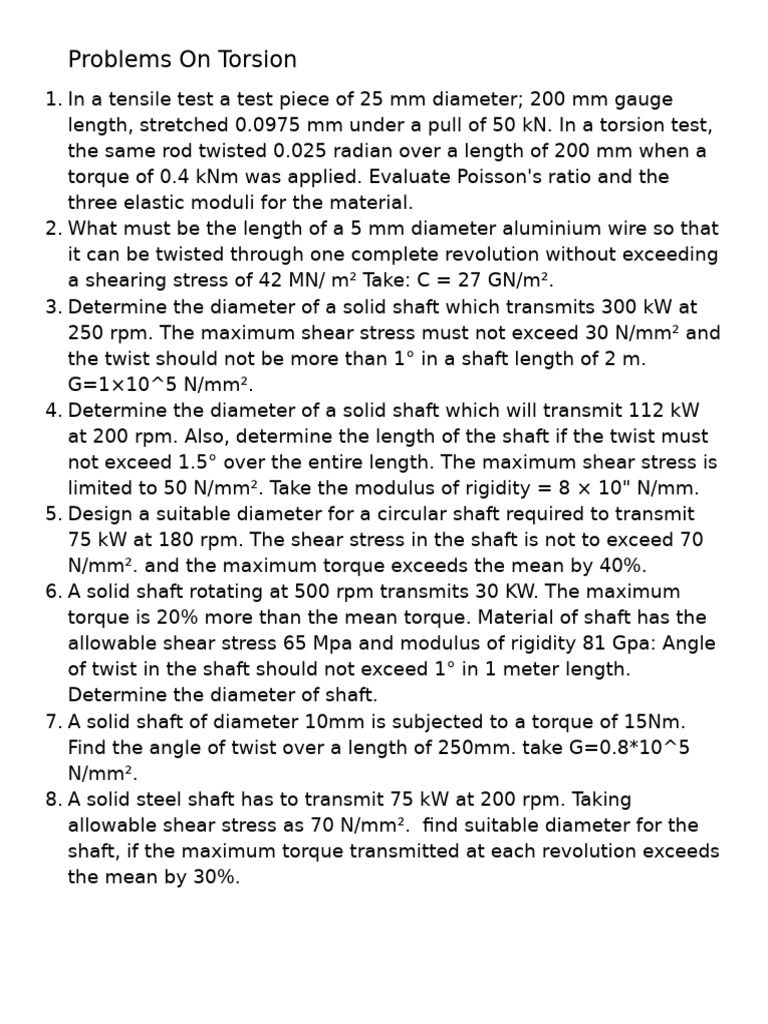 Torsion Problem Set and Solutions | PDF