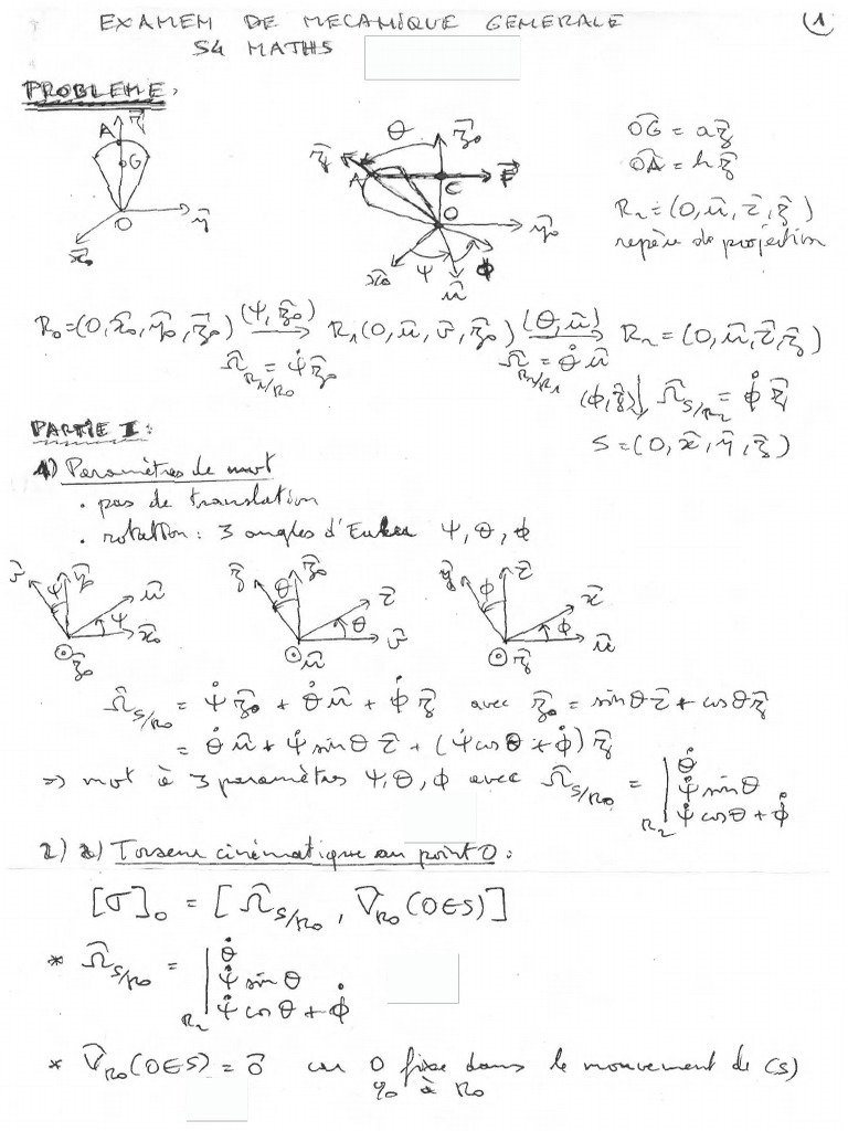 Corrigés Problème 4-TD MECA GENE S4 Maths Cinétique - Dynamique 2023 | PDF