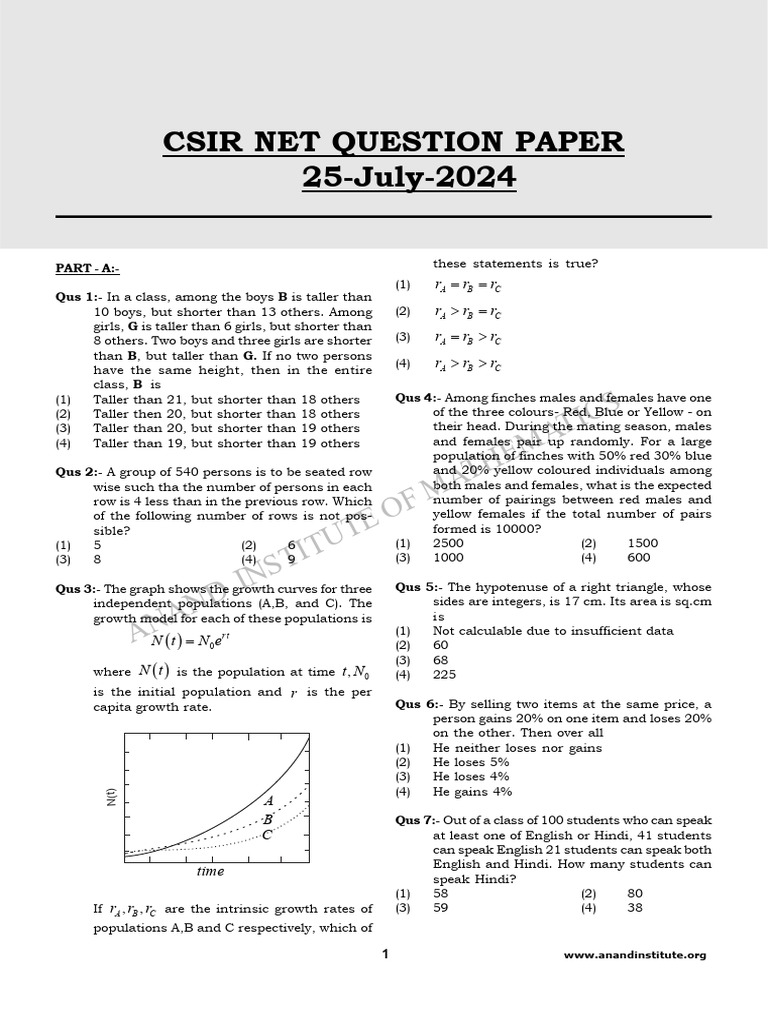 Csir 25 July 2025 Questions & Solutions | PDF | Errors And Residuals ...