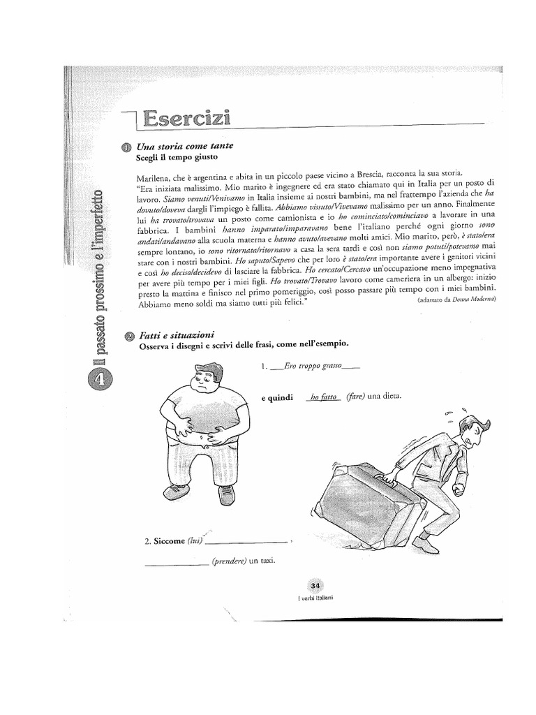 Imperfetto - Passato Prossimo - Uso, Livello A2 | PDF