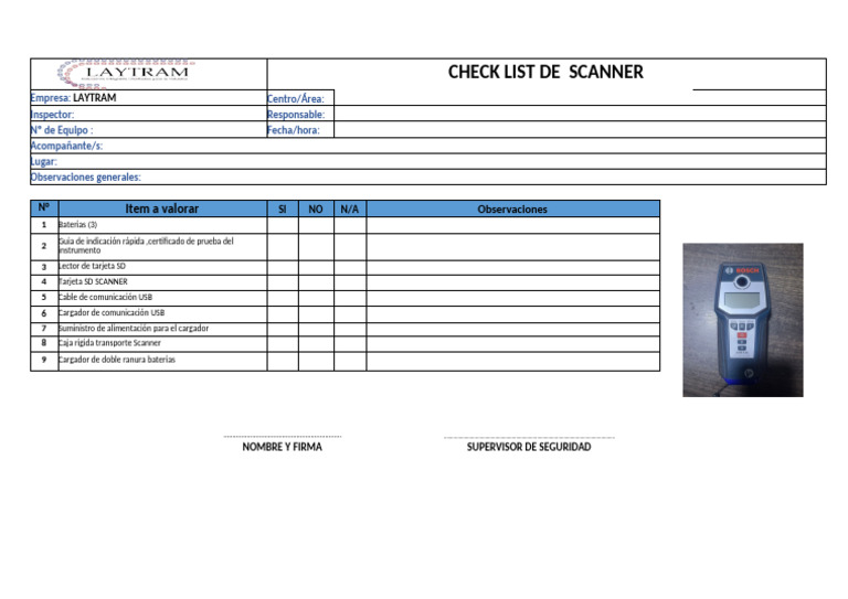 Checklist de Inspección para Scanner | PDF