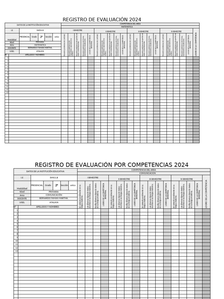 Registro Auxiliar de SEGUNDOgrado de Primaria (Rudy) | PDF | Lengua española