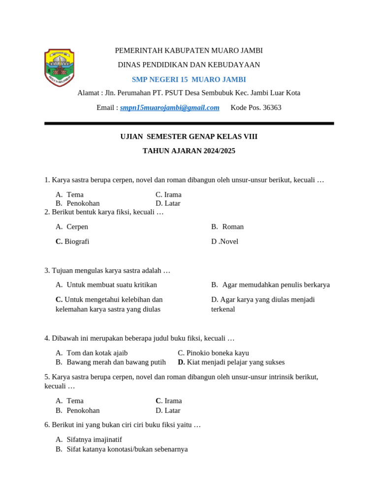 Soal Genap Kls Viii 2025 | PDF