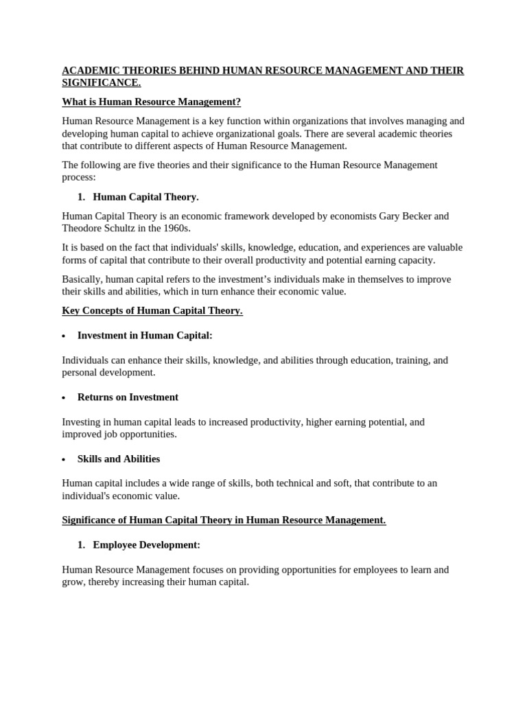 Academic Theories Behind Human Resource Management and Their ...