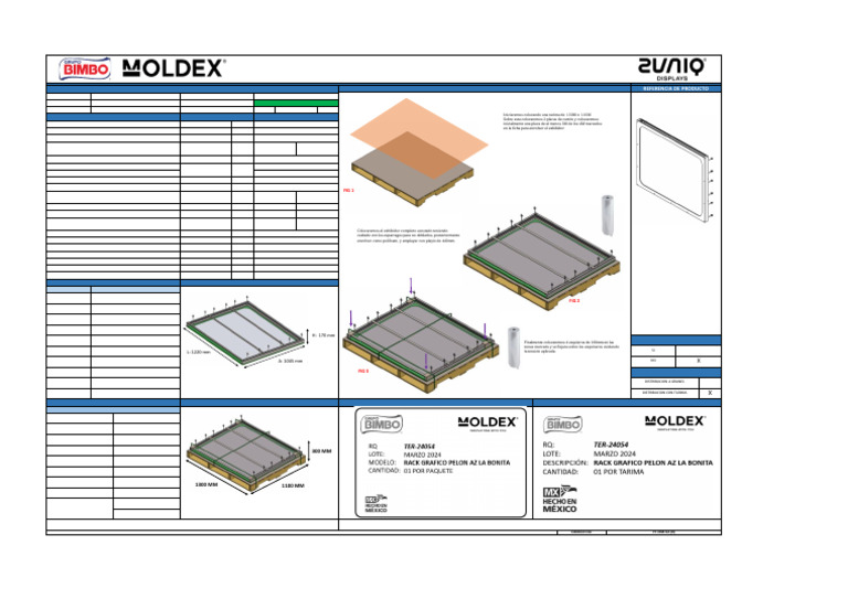 Ficha de Empaque-Rack Grafico Pelon Az La Bonita-Ter-24054 | PDF