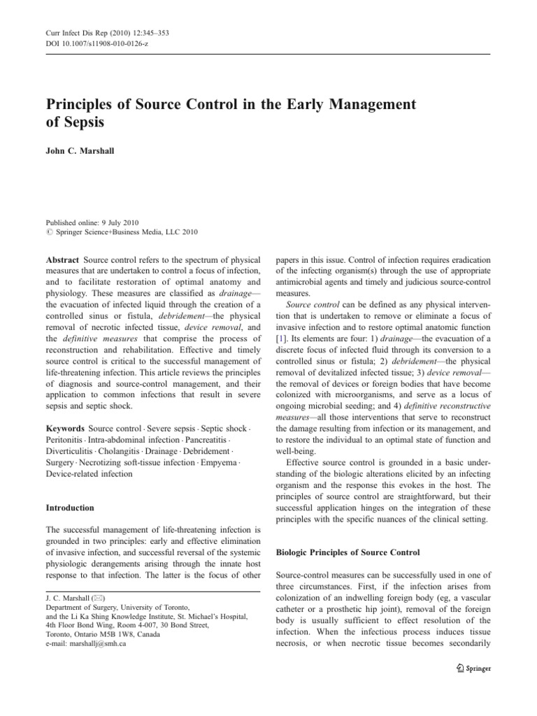 2010 - Principles of Source Control in The Early Management of Sepsis ...