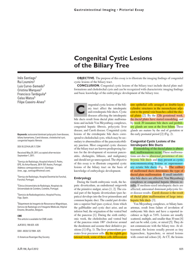 2012 - Congenital Cystic Lesions of The Biliary Tree | PDF | Liver ...