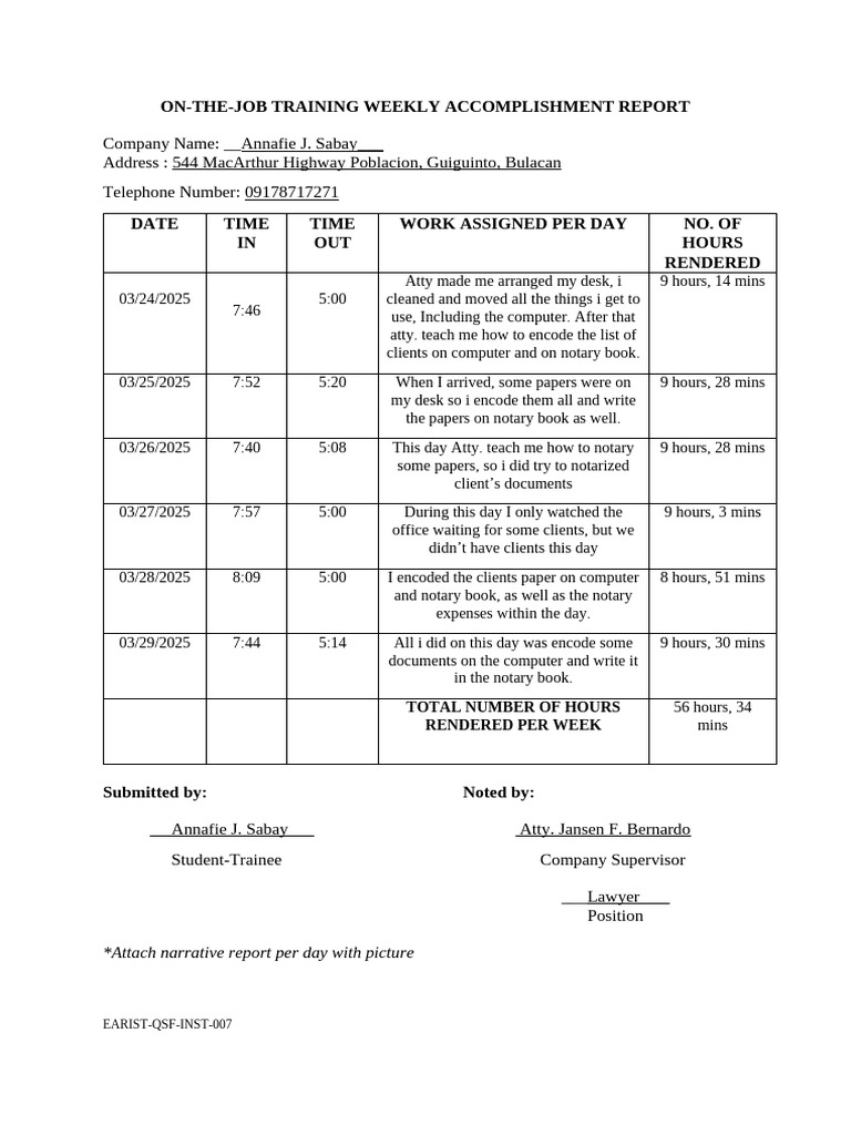 Blank Accomplishment Report | PDF | Civil Law (Common Law ...