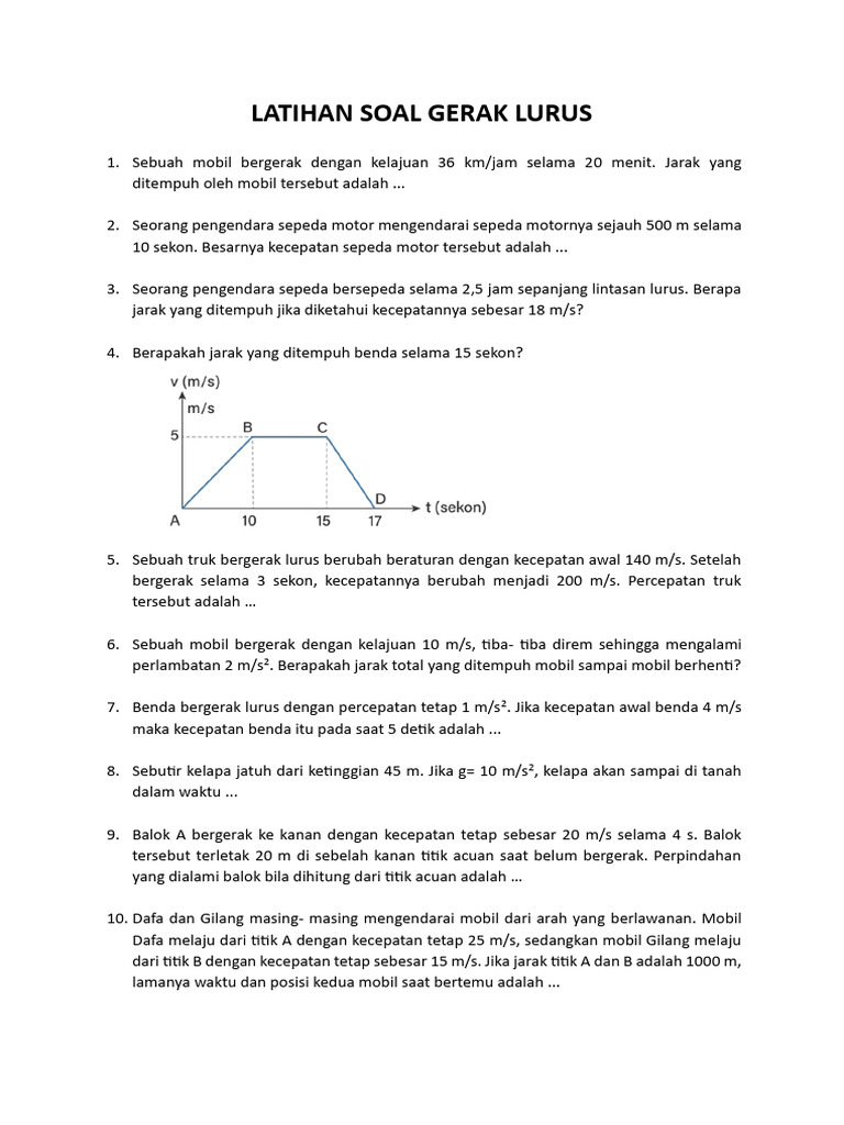 Latihan Soal Gerak Lurus | PDF