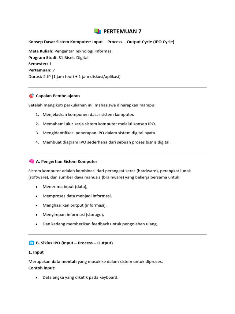 Per 7 Input Process Output (IPO) | PDF