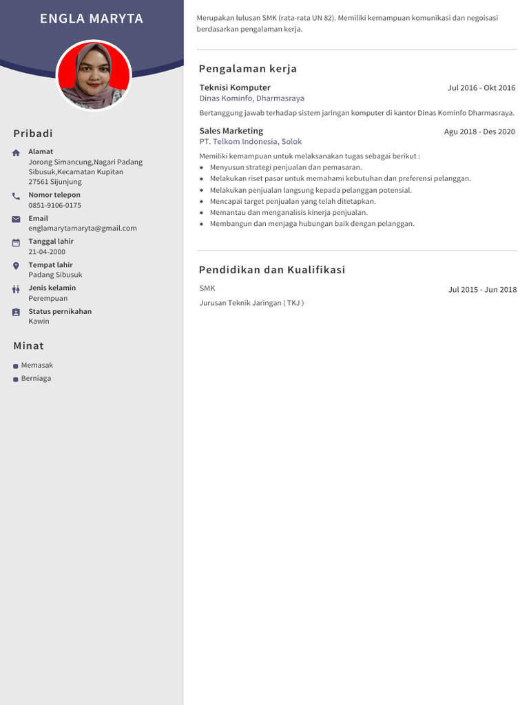 CV Engla Maryta #1 | PDF