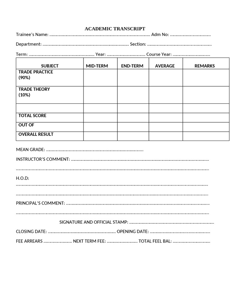 Performance Report Form b5 Size | PDF