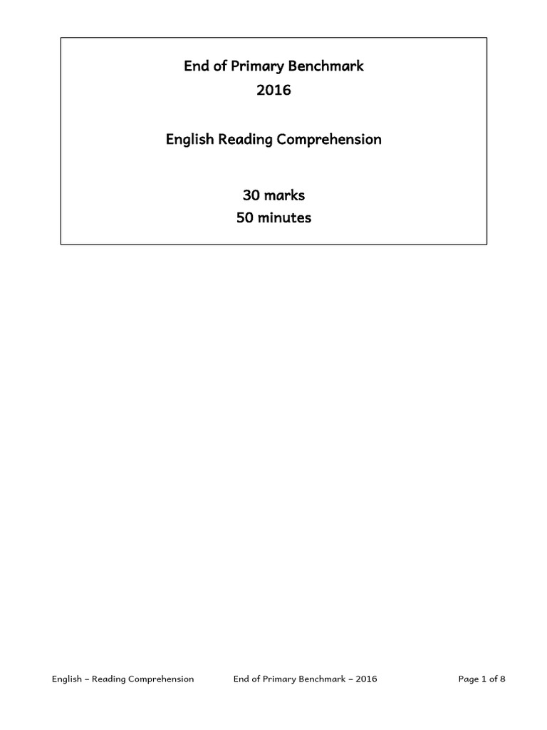 BM English Read Comp Stud 2016 1 | PDF