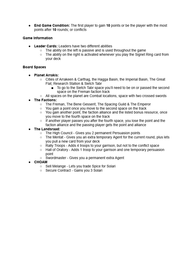Dune Imperium Game Rules | PDF | Dune (Franchise) | Transhumanist Books