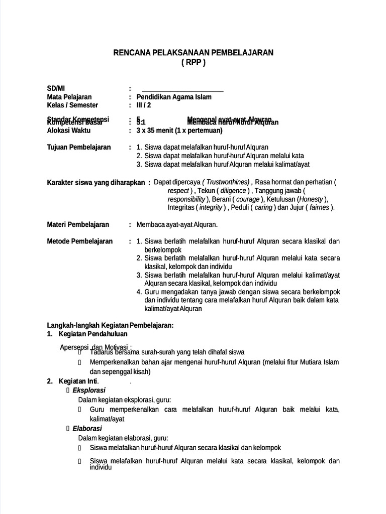 PDF RPP Pai Kelas 3 Semester 2 Compress | PDF