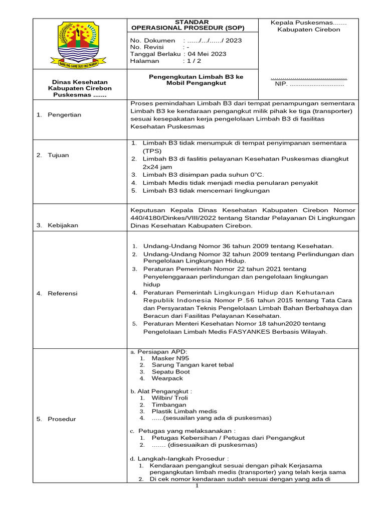 Sop Pengangkutan Dari Tps Ke Mobil Dinkes | PDF