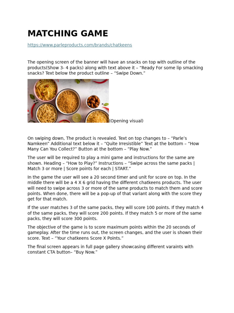 Parle Chatkeens - Matching Game | PDF