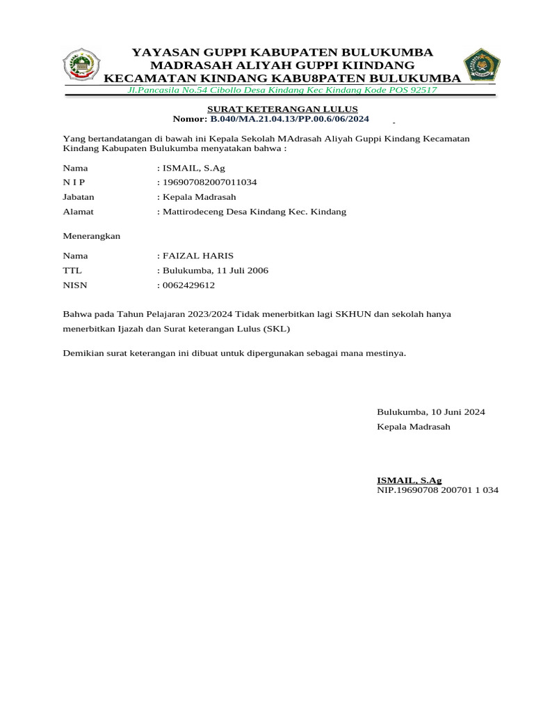 Keterangan Tidak Mengeluarkan SKHU | PDF