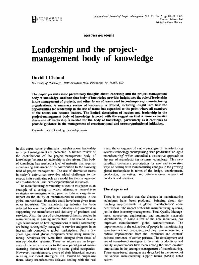 Leadership Pmbok | PDF | Leadership | Strategic Management