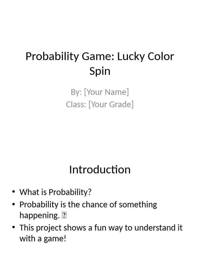 Lucky Color Spin Probability Game | PDF