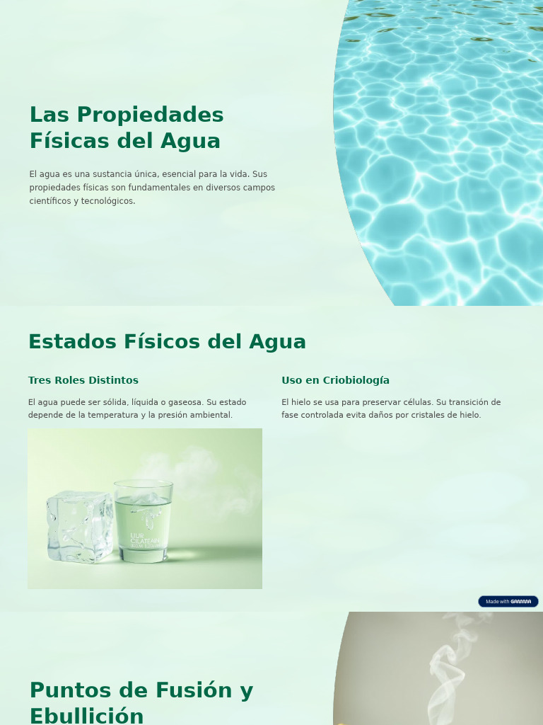 Las Propiedades Fisicas Del Agua | PDF