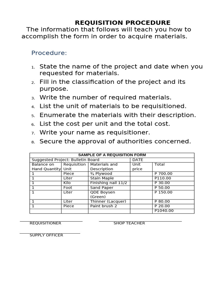 Material Requisition Procedure Guide | PDF