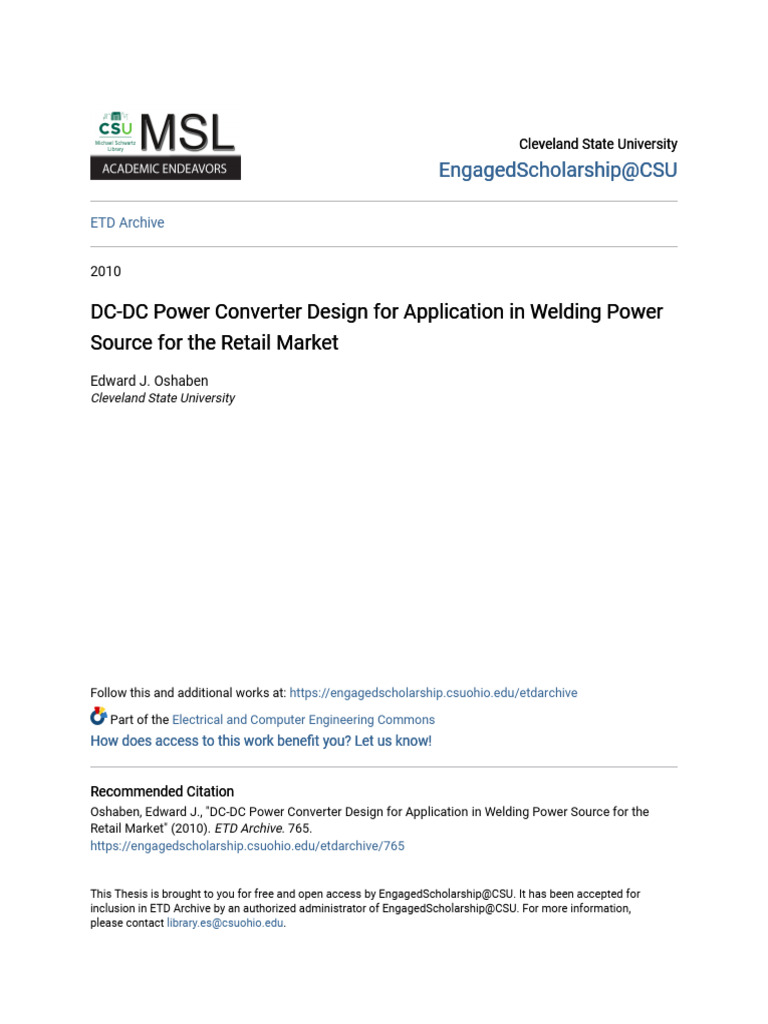 DC-DC Power Converter Design For Application in Welding Power Sou | PDF ...