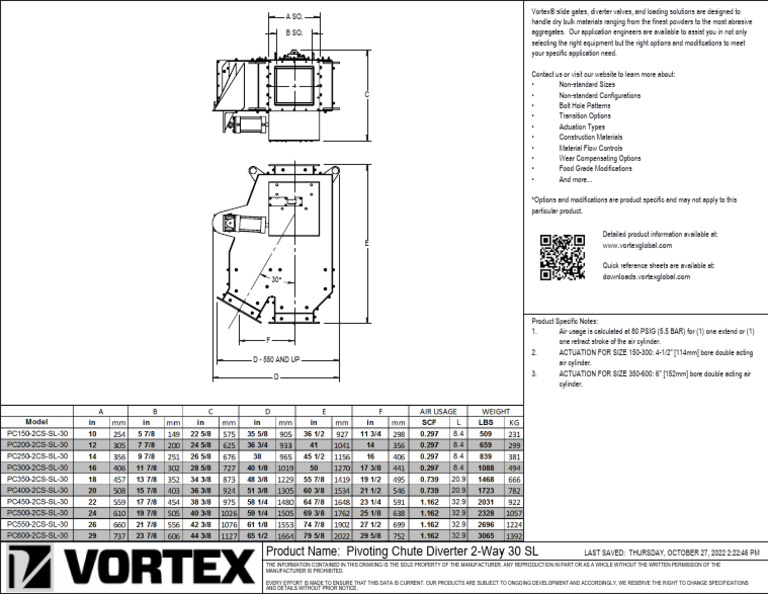 Pivoting Chute - 2-Way 30 SL PCXXX | PDF | Mechanical Engineering ...