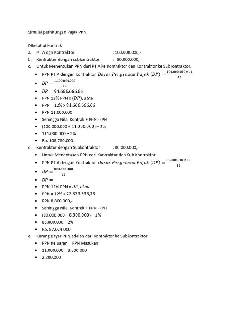 Simulai Perhitungan Pajak PPN | PDF