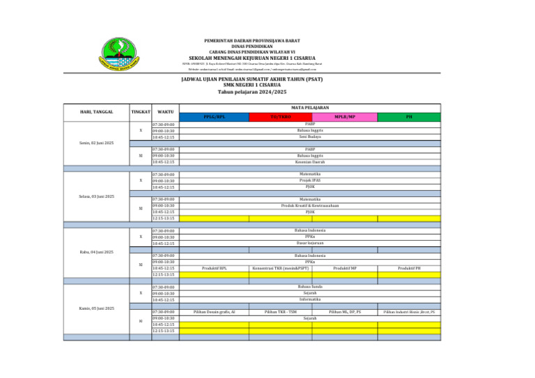 Jadwal PSAT 2025 | PDF