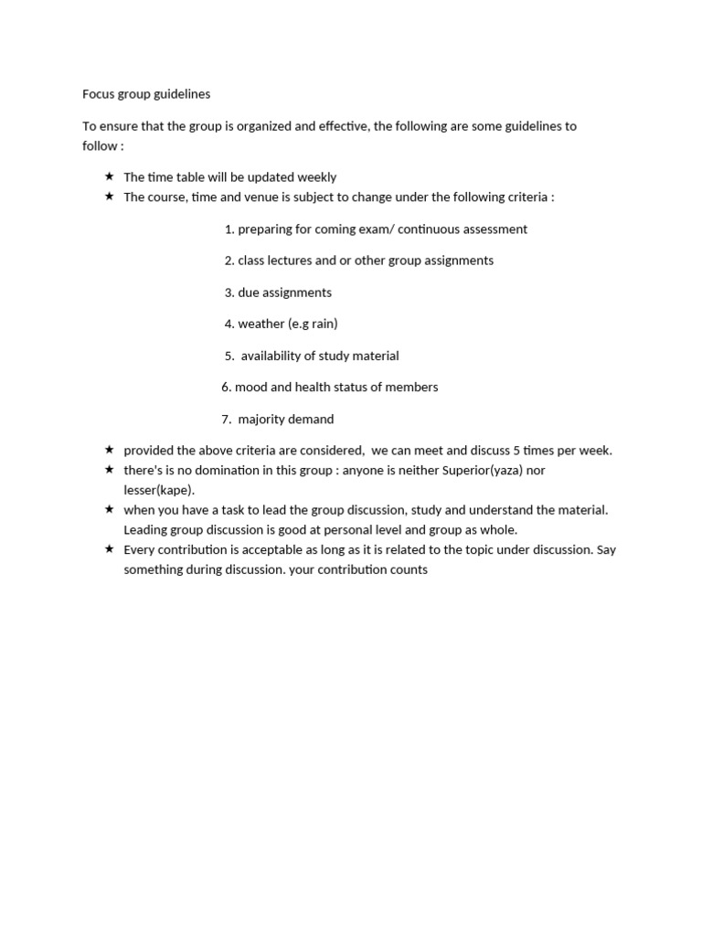 Focus Group Guidelines | PDF