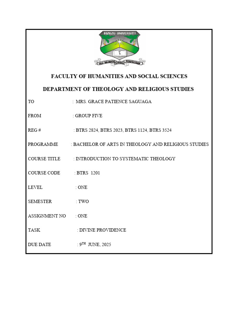 Group Five Revised Asssignment (1) - 3 | PDF | Karl Barth | Problem Of Evil