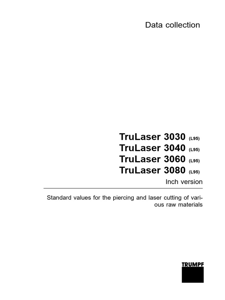 TruLaser Cutting Data Collection Guide | PDF | Sheet Metal | Gases