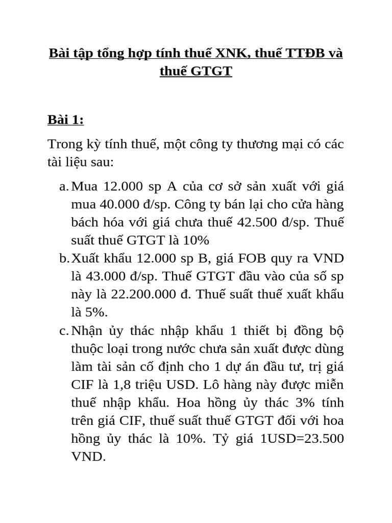 Baitap Thue GTGT | PDF