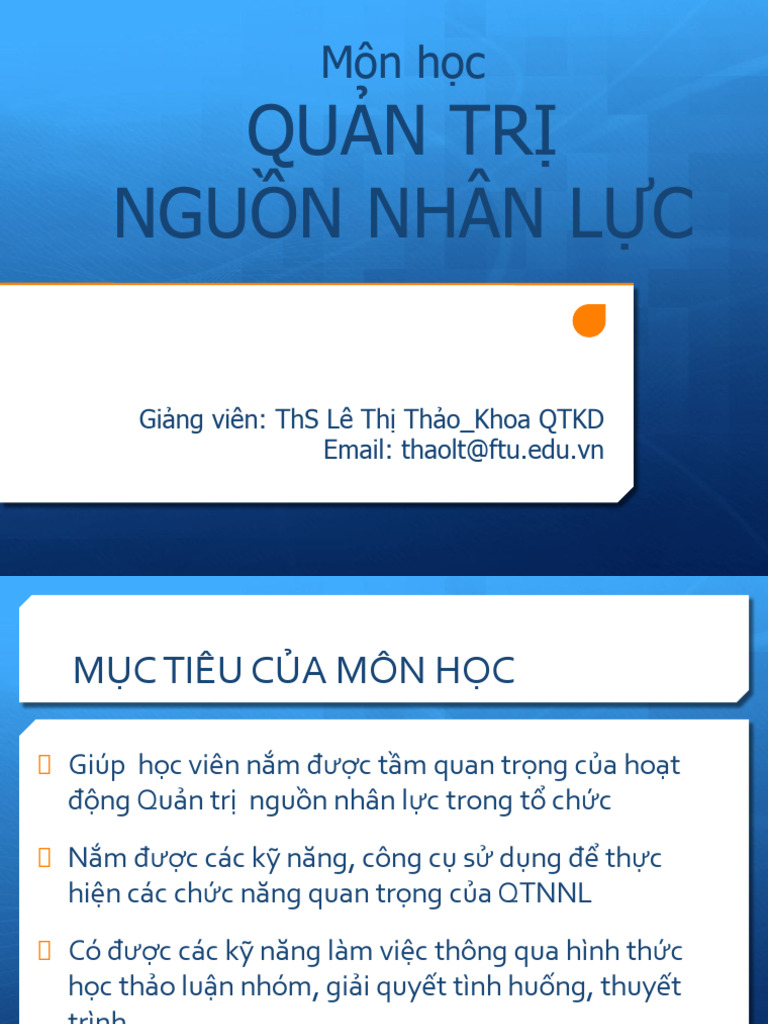 Unit 1.Tổng Quan Về QTNNL | PDF