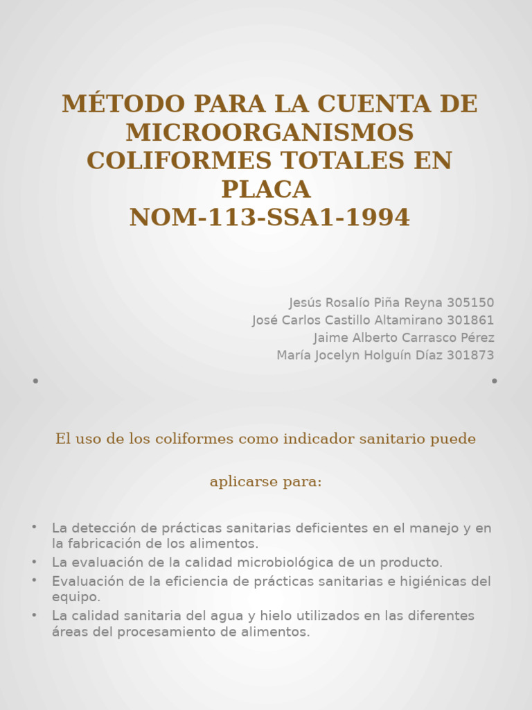 Método para La Cuenta de Microorganismos Coliformes Totales | PDF