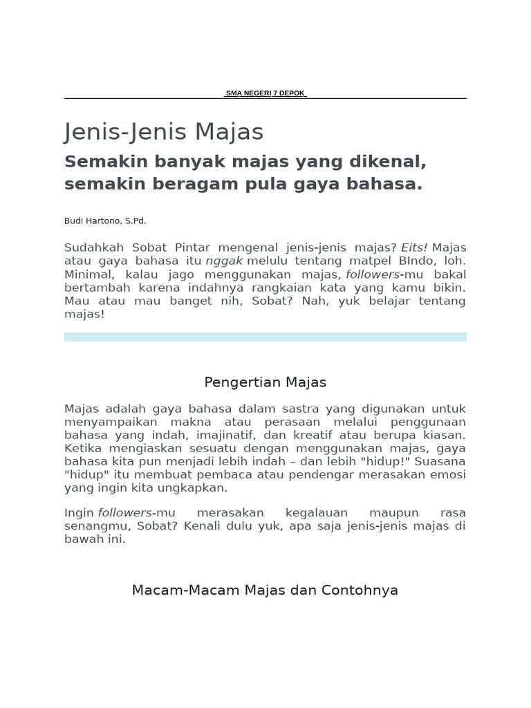 Jenis-Jenis Majas | PDF