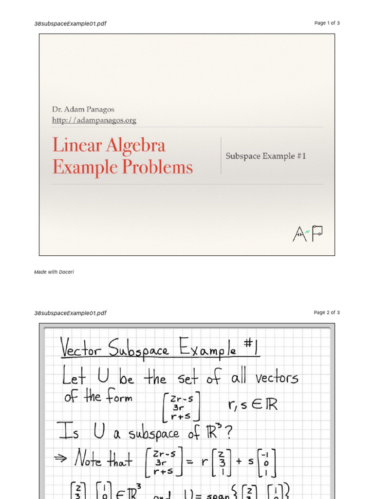 38 Subspace Example 01 Pdf